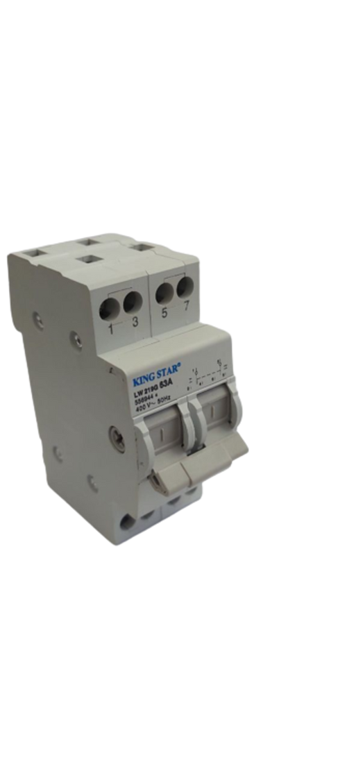 2 Pole 63A Manual Changeover Switch LW219G - DIN Rail